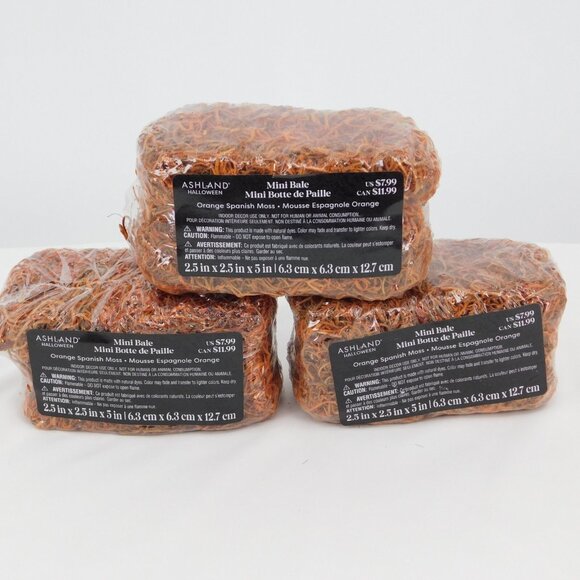 Ashland | Holiday | 3 Ashland Halloween Mini Bale Orange Spanish Moss ...
